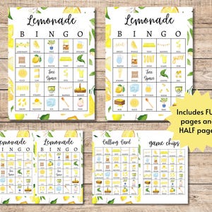 Lemonade Bingo Cards, Printable Lemon-themed Party Game for Kids and ...