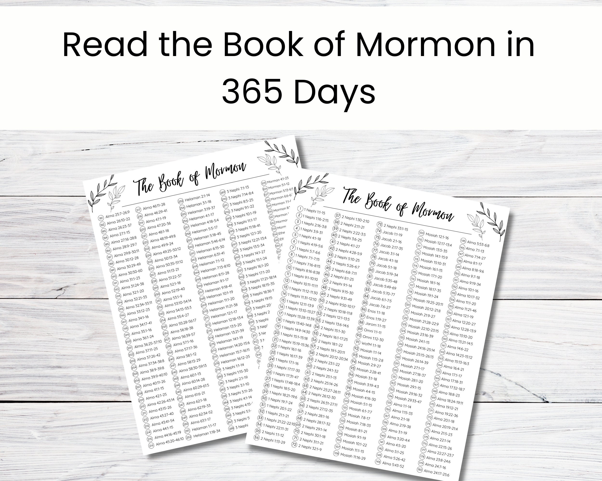 365 Days Book of Mormon Reading Chart, Printable One Year LDS Scripture ...