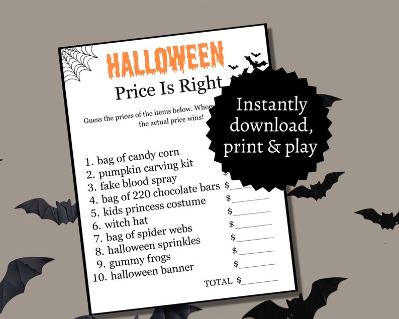 Halloween Price is Right Game, Printable October Party Activity for ...