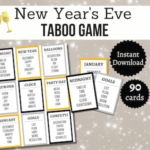 New Year's Eve Taboo Game, Printable New Year Party Game, Holiday ...