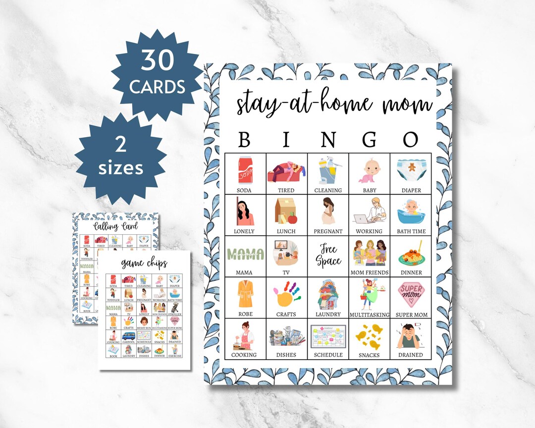 Stay-at-home Mom Bingo, Printable Mom Group Party Game, Ladies Night ...