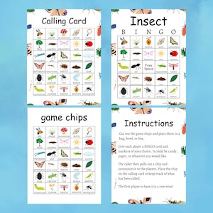 Insect Bingo Cards, Bug-themed Party Game, Printable Insects Learning ...