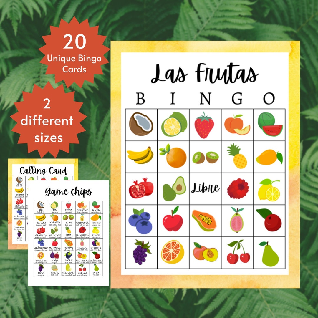 Spanish Fruit Bingo Spanish Learning Activity for Kids - Etsy