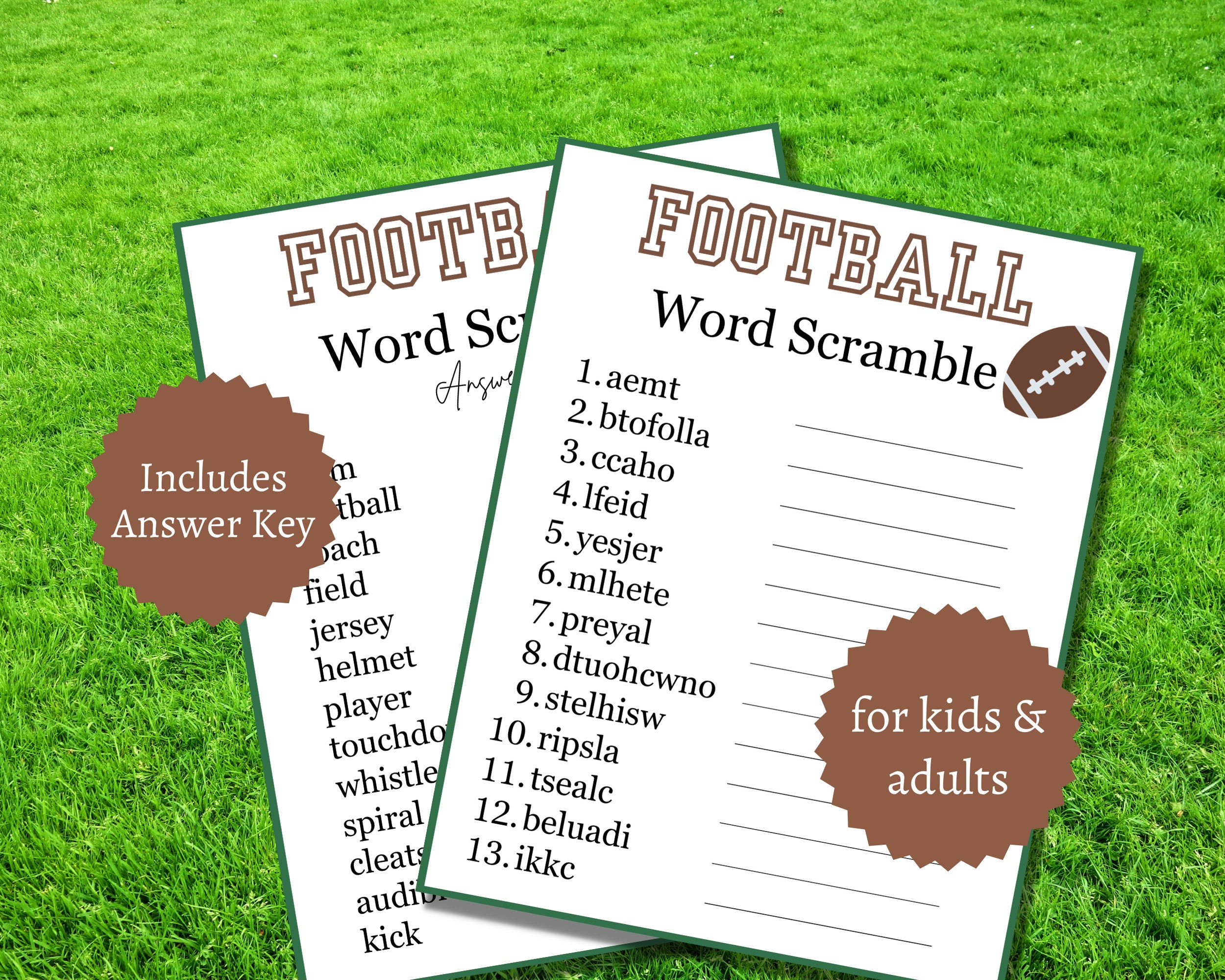 Football Word Scramble, Printable Football Party Game for Kids, Teens ...