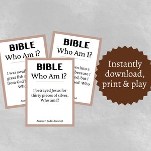 Bible Who Am I Trivia Cards, Printable Christian Party Game for Kids ...