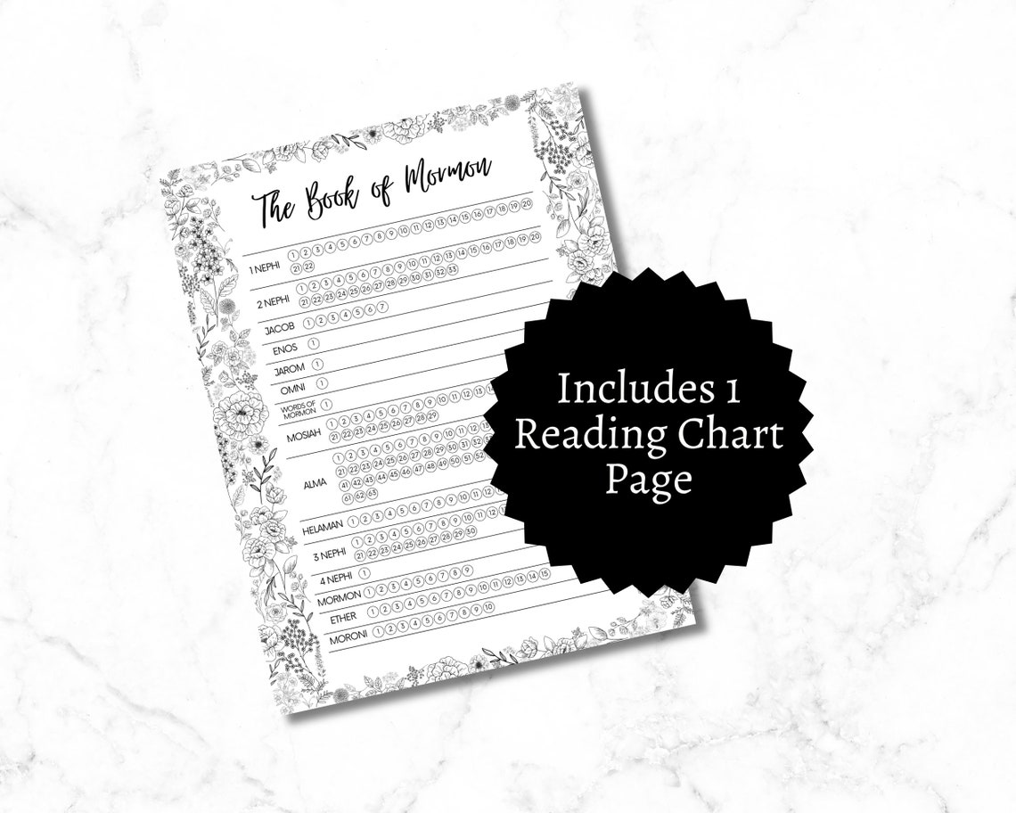 Book of Mormon Reading Chart, LDS Scripture Reading Tracker for Kids ...