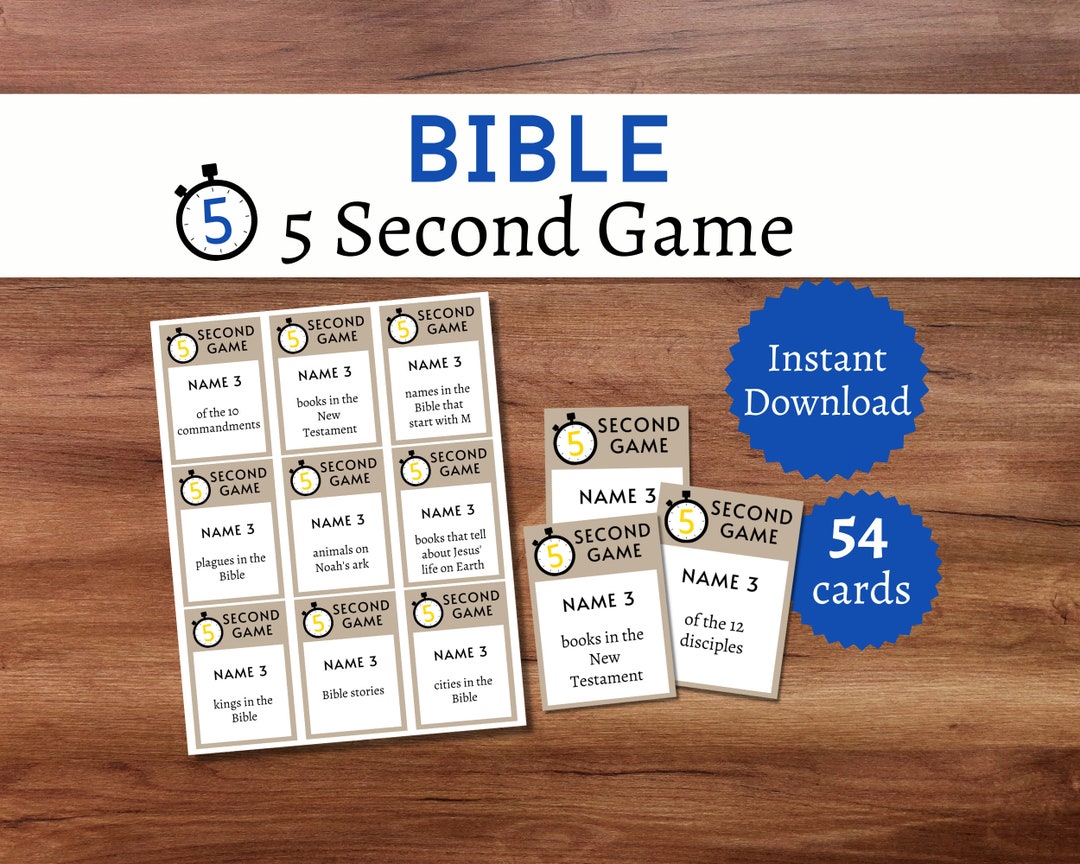 Bible Five Second Game, Printable Bible Game for Kids, Teens, and ...