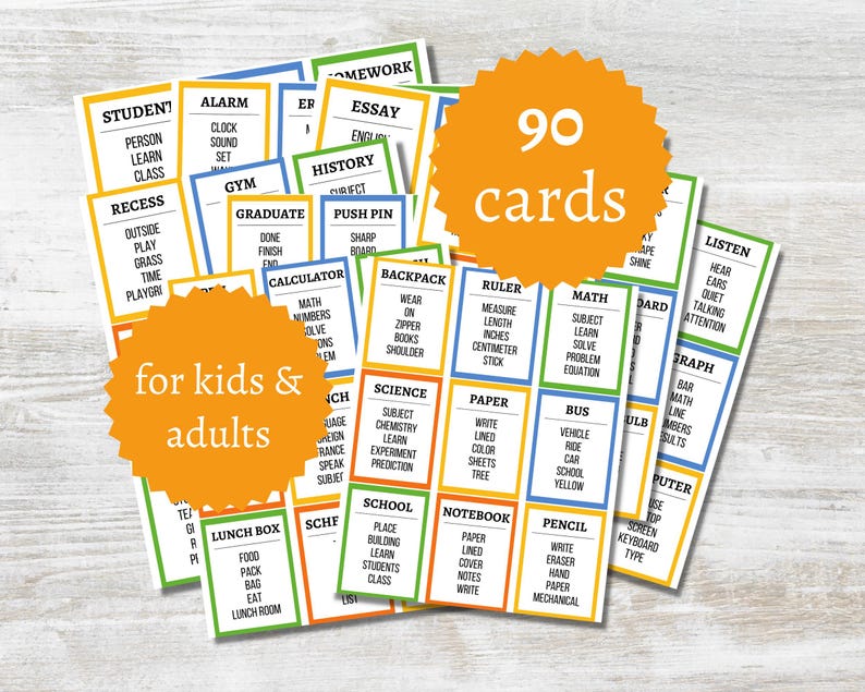 School Taboo Game, Classroom Party Game for Kids, Teens, and Adults ...