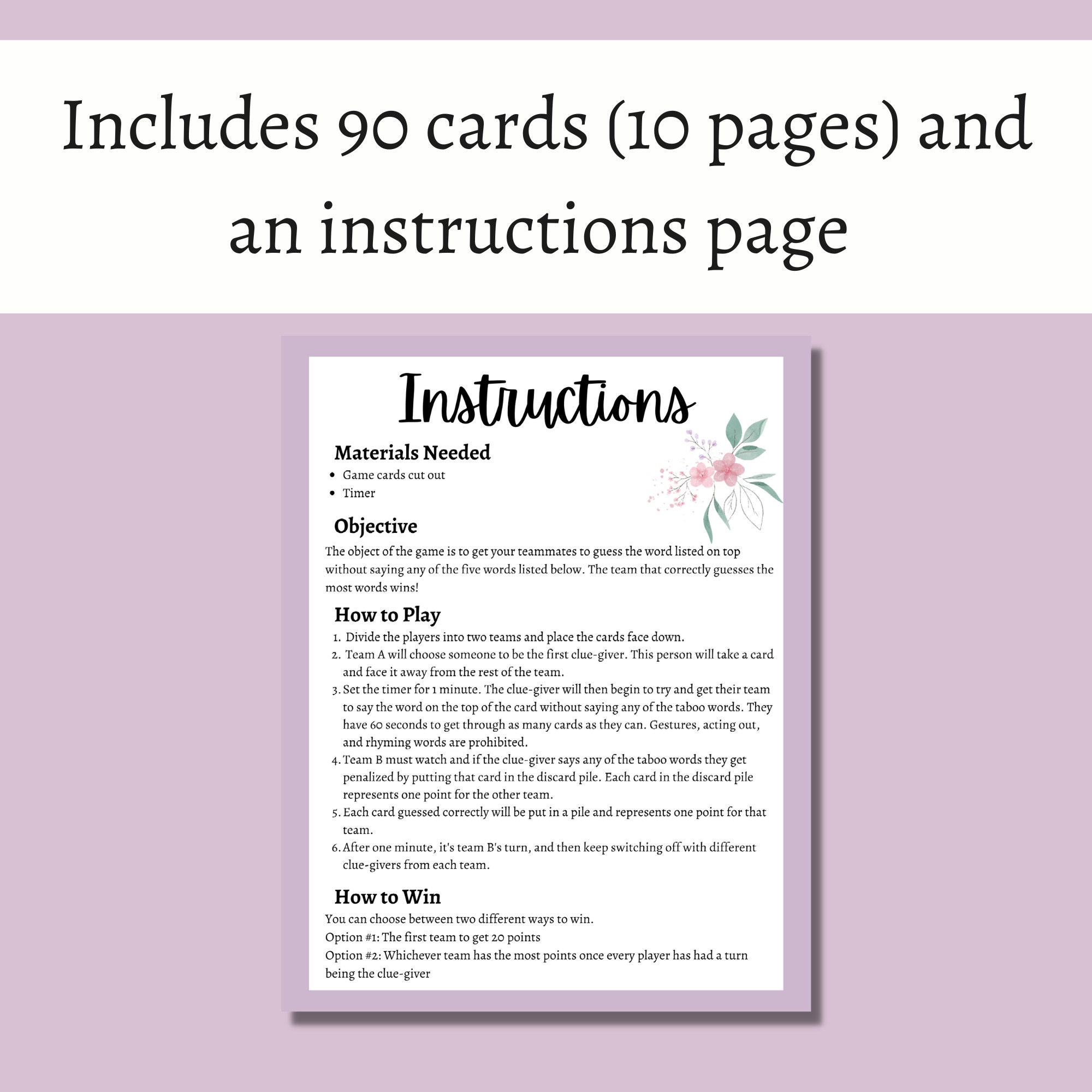 Mother's Day Taboo Game, Mother's Day Games Printable, Mother's Day ...