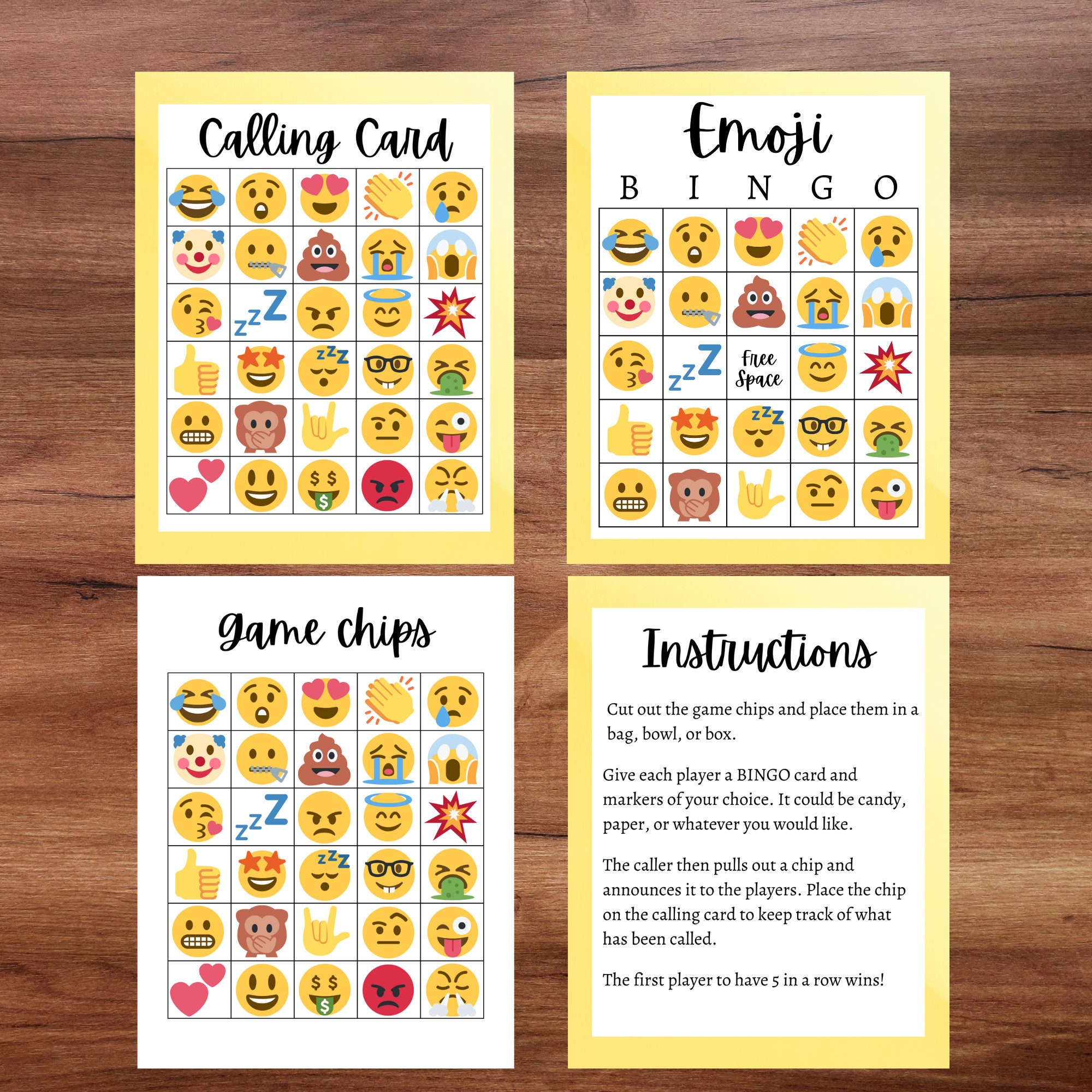 Emoji Bingo, Printable Emoji Bingo Cards, Emoji Party Game - Etsy Ireland