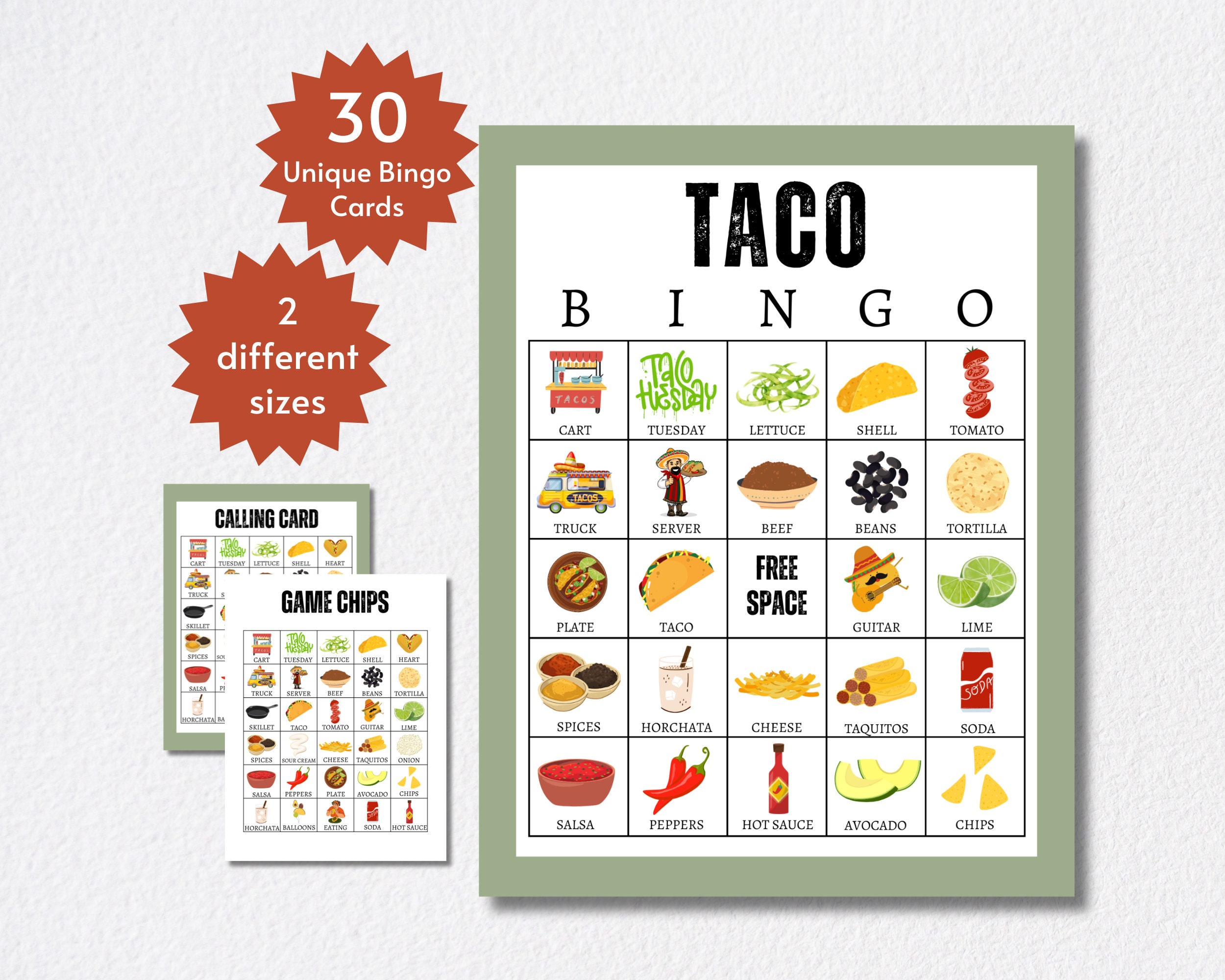 Taco Bingo Cards, Printable Cinco De Mayo Party Game for Kids, Teens ...