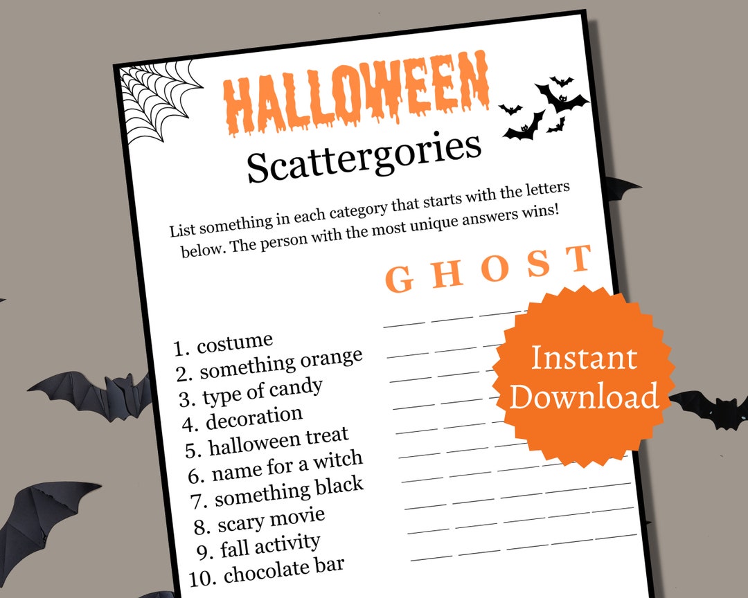 Halloween Scattergories Game, Printable Halloween Party Game, October ...