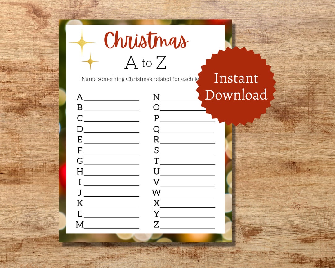 Christmas A-Z Race Game, Printable Holiday Party Game for All Ages ...