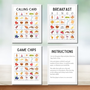 Breakfast Bingo Cards, Printable Brunch Party Game, Includes Full and ...