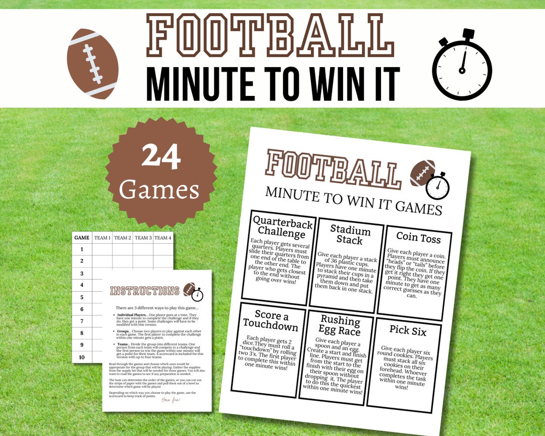 Football Minute to Win It Games, Printable Football Party Game ...