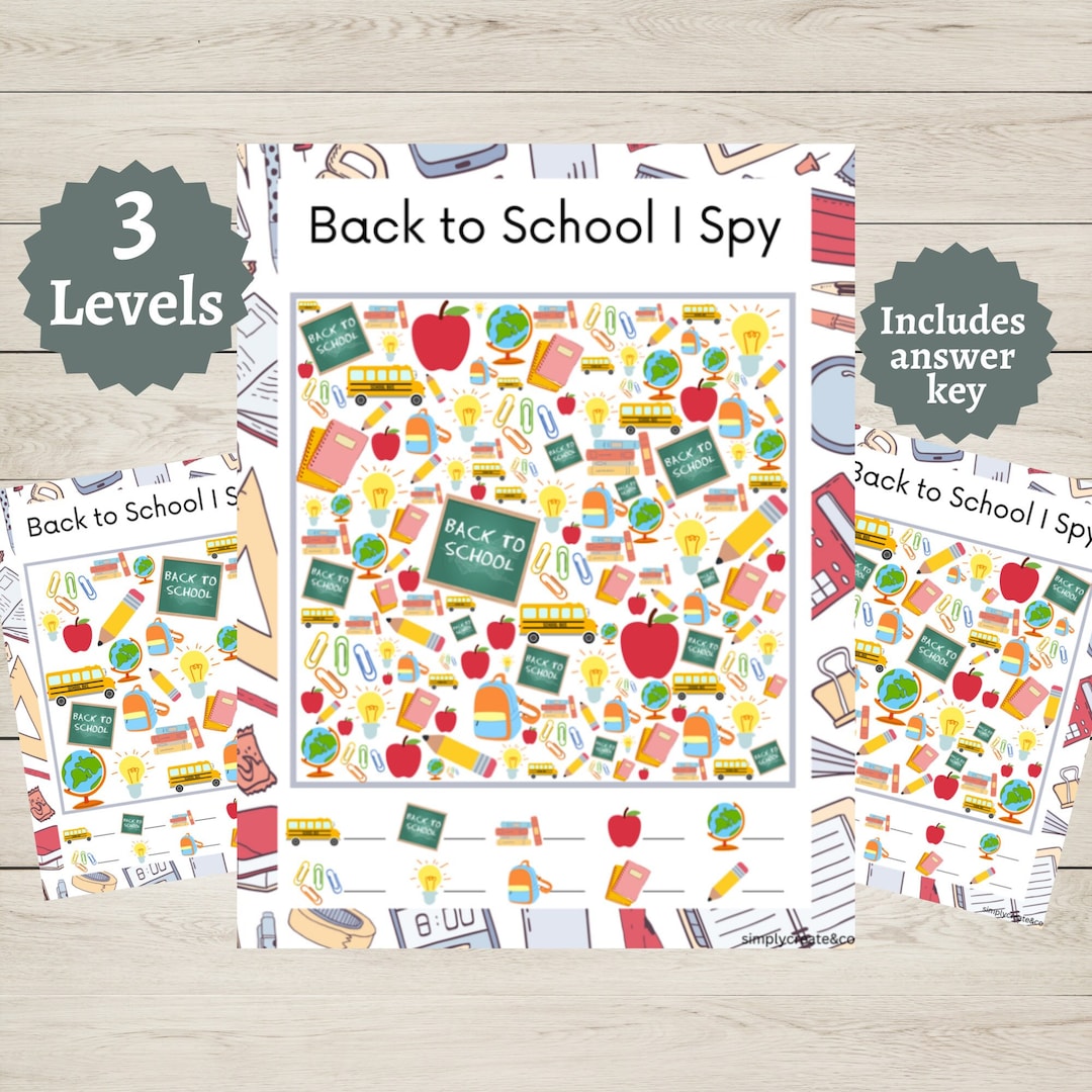 Back to School I Spy Game, Printable Classroom Activity for Kids ...