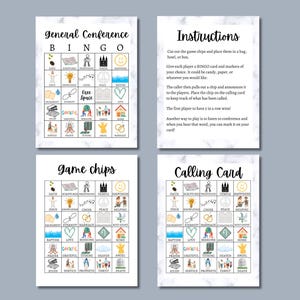 General Conference Bingo Cards, Printable LDS Church Games for Kids ...