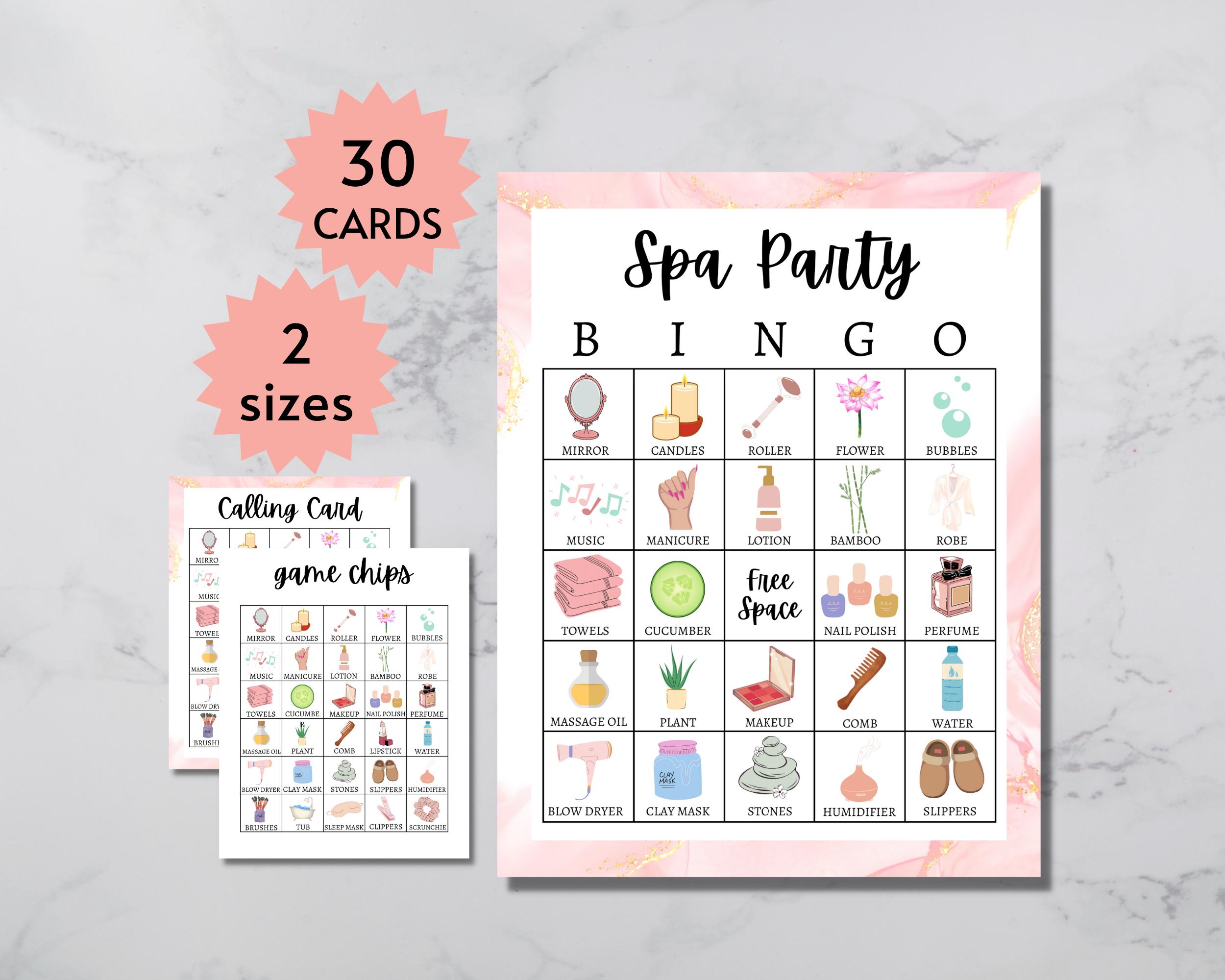 Spa Party Bingo, Printable Pamper Party Game for Kids, Teens, and ...