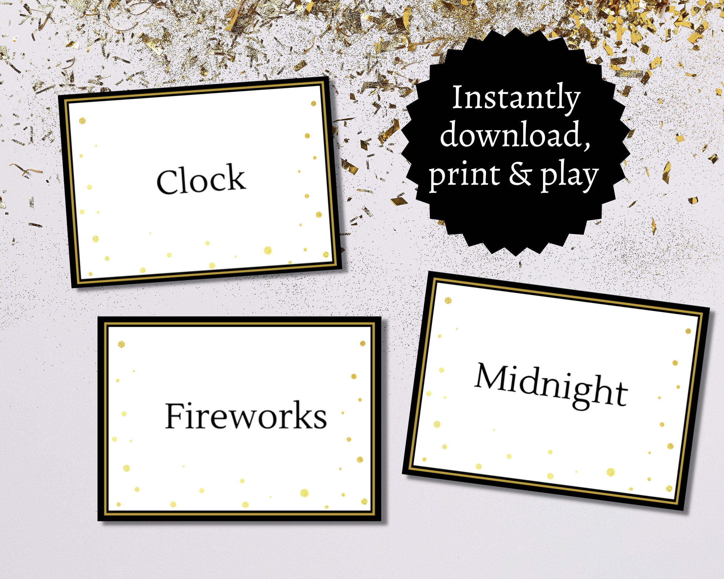 New Year's Eve Charades, Printable New Year Pictionary Cards for Kids ...