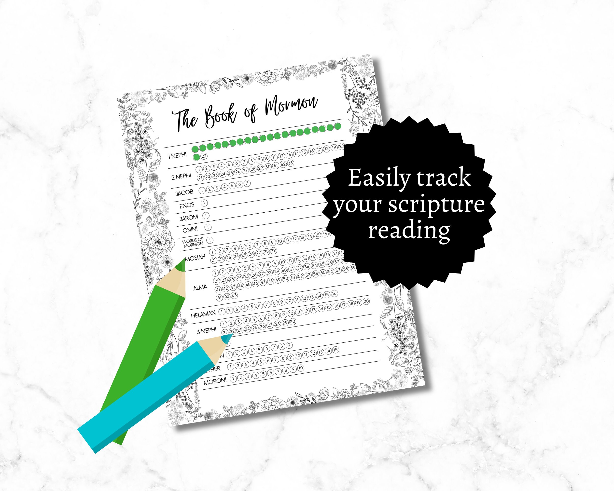 Book of Mormon Reading Chart, LDS Scripture Reading Tracker for Kids ...