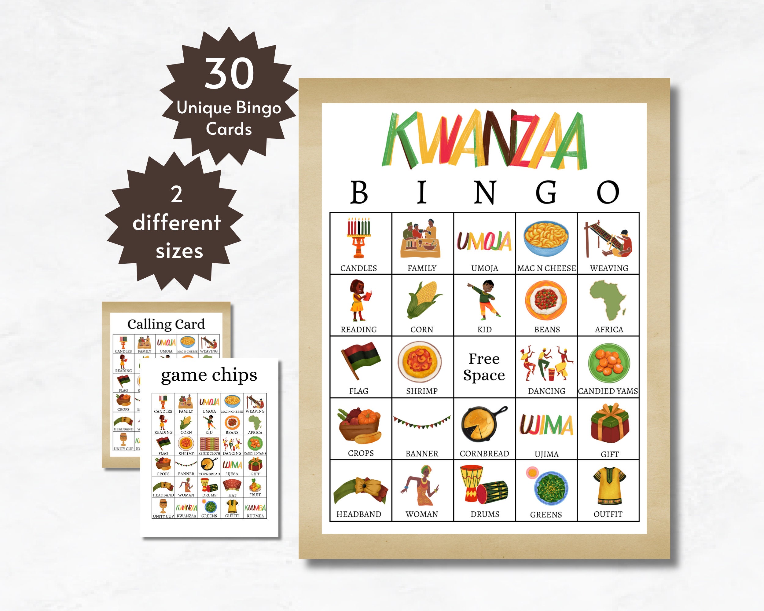 Kwanzaa Bingo Cards, Printable Kwanzaa Party Game for Kids, Teens, and ...