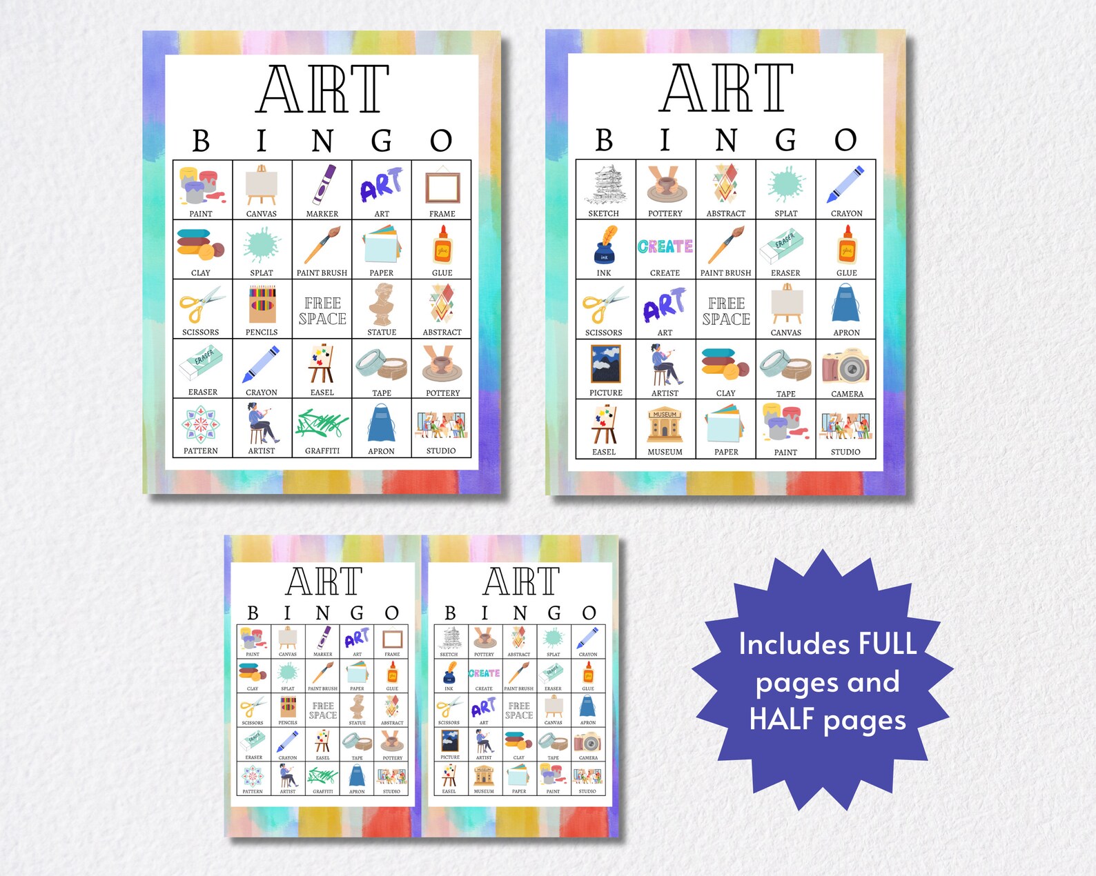 Art Bingo Cards, Printable Art Party Game for Kids, Teens, and Adults ...