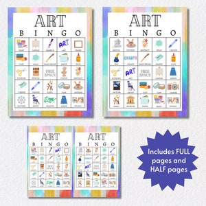 Art Bingo Cards, Printable Art Party Game for Kids, Teens, and Adults ...