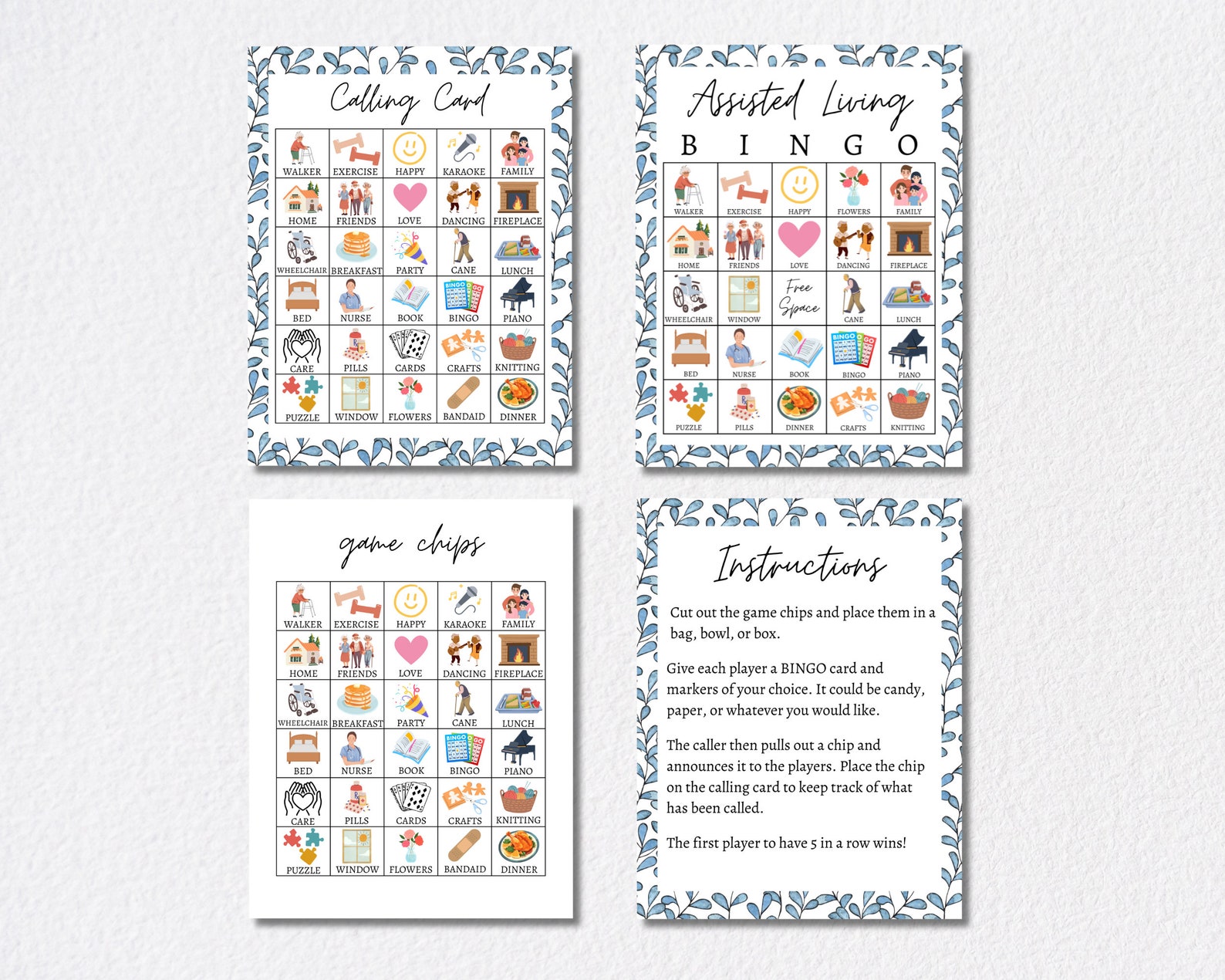 Assisted Living Bingo Cards, Printable Retirement Activity, Senior ...