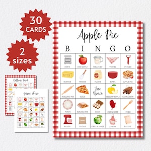 Apple Pie Bingo Cards, Printable Baking Party Game for Kids, Teens, and ...