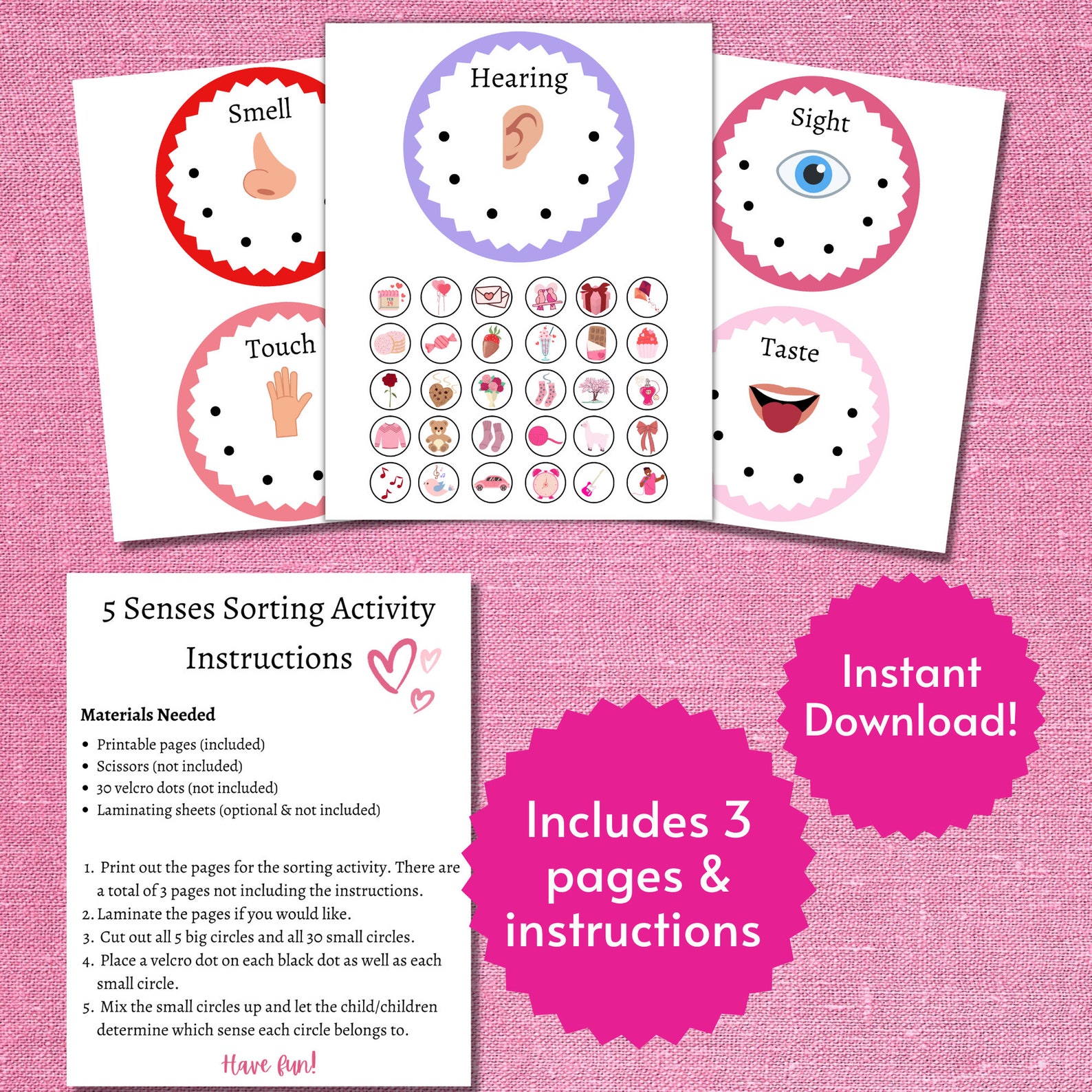 Valentine's Day 5 Senses Sorting Activity for Kids, 5 Senses Learning ...