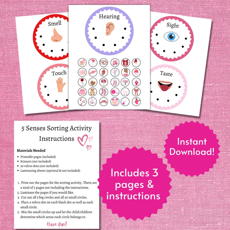 Valentine's Day 5 Senses Sorting Activity for Kids, 5 Senses Learning ...