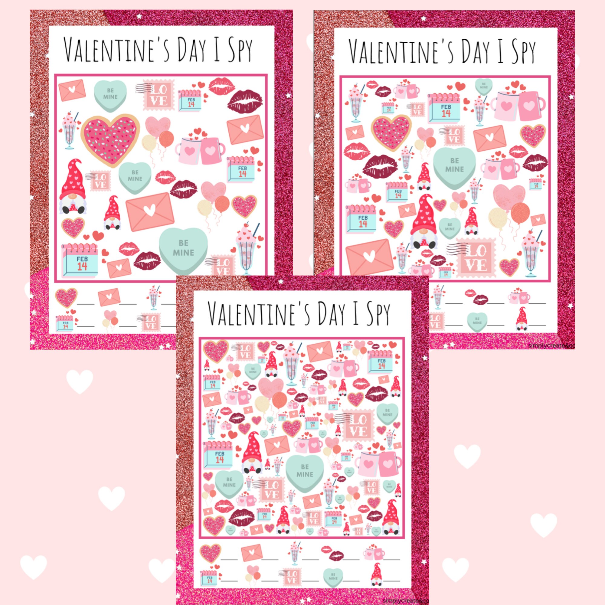 Valentine's Day I Spy Game for Kids, Printable Valentine Family Party ...