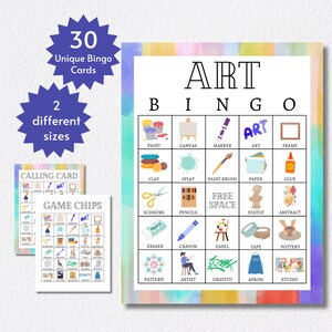 Art Bingo Cards, Printable Art Party Game for Kids, Teens, and Adults ...