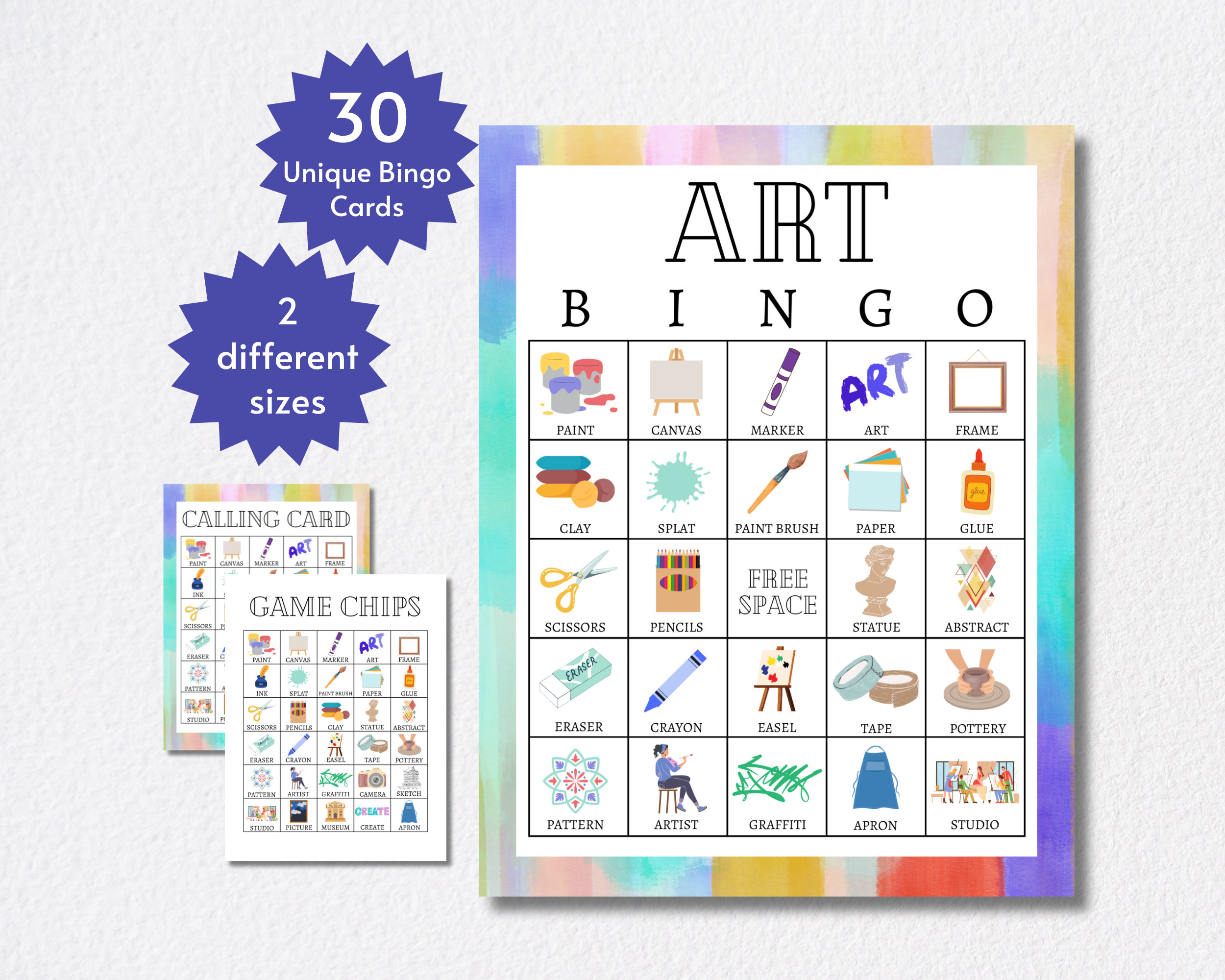 Art Bingo Cards, Printable Art Party Game for Kids, Teens, and Adults ...