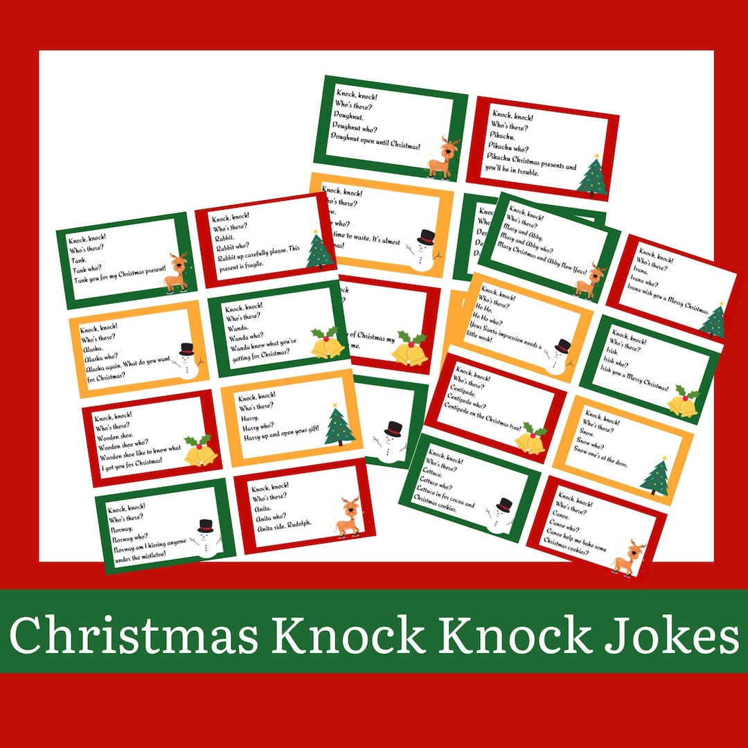 Christmas Joke Cards, Printable Holiday Lunchbox Notes for Kids, Funny ...