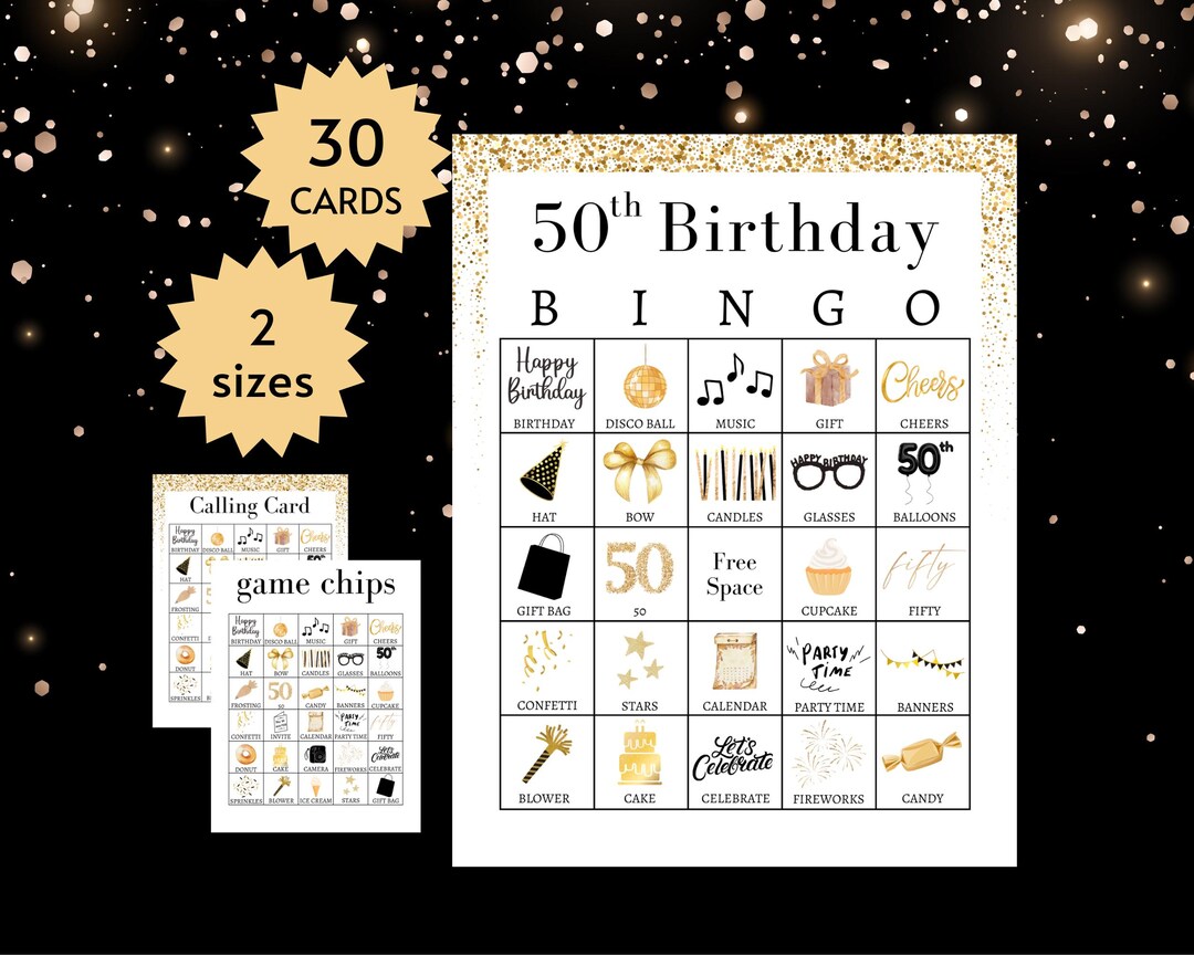 50th Birthday Bingo Cards, Printable 50th Birthday Party Game for ...