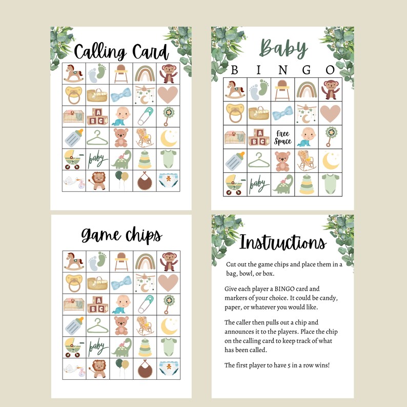 Baby Shower Bingo Cards, Printable Baby Shower Party Game for Groups ...