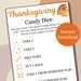 Thanksgiving Candy Dice Game, Printable Family Dinner Activity, Fall ...
