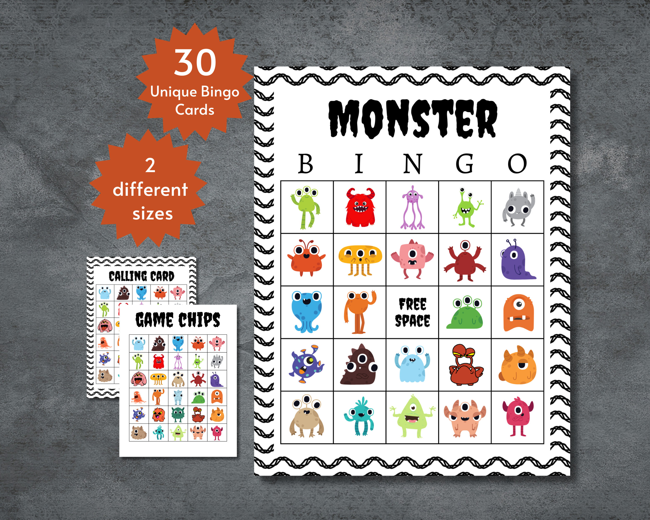 Monster Bingo Cards, Printable Halloween Activity for Kids, October ...