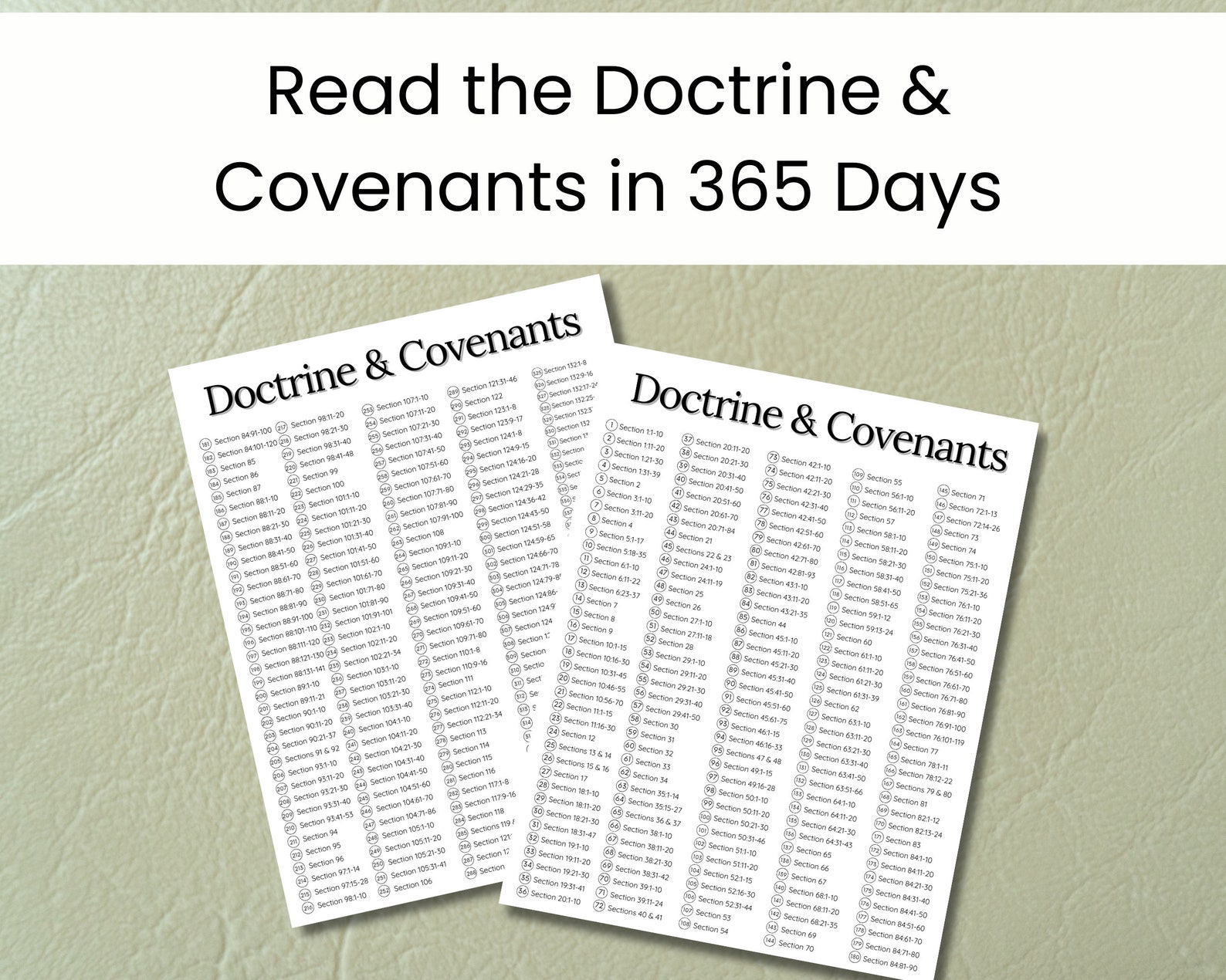 365 Days Doctrine and Covenants Reading Chart, 2025 Come Follow Me ...
