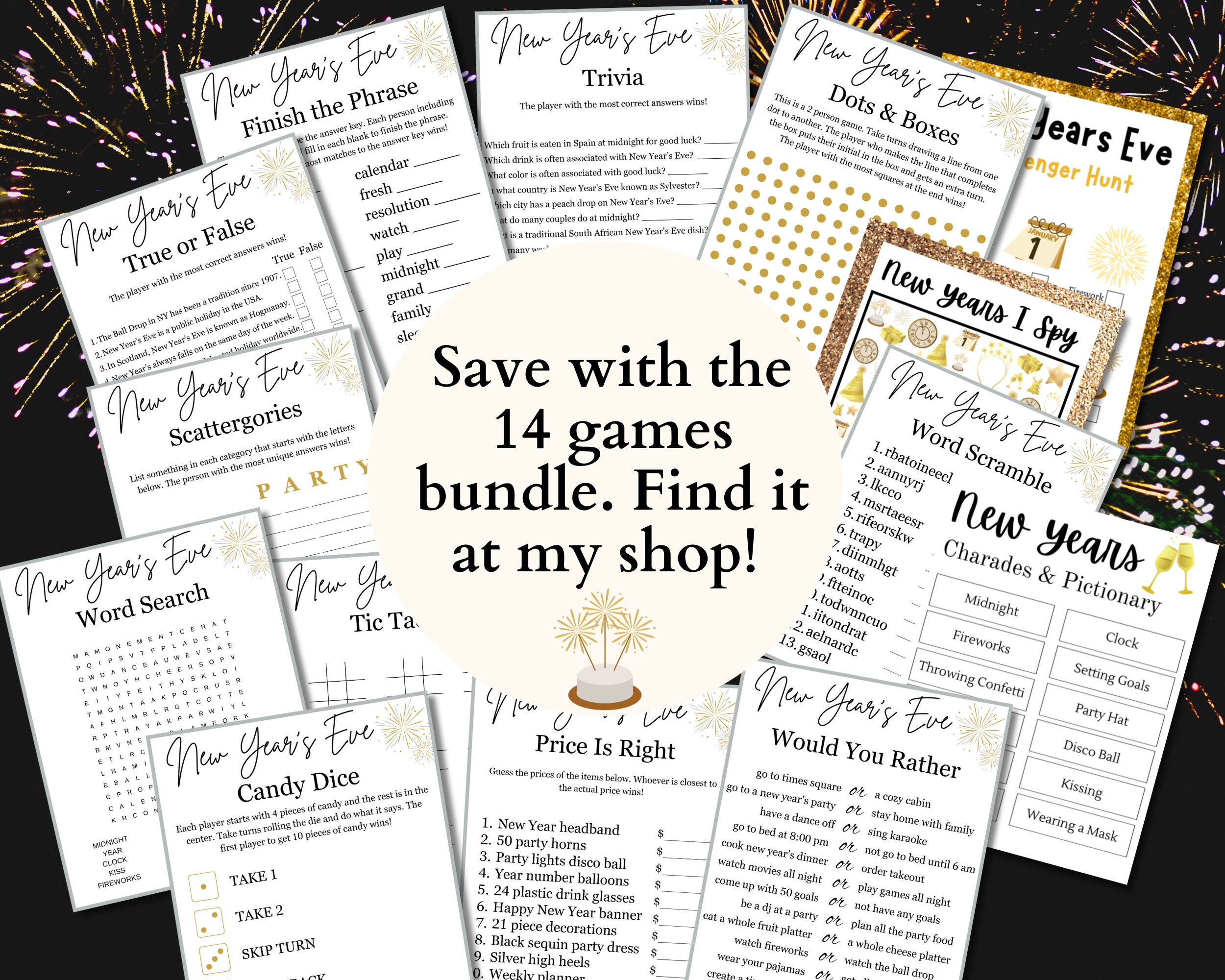 New Year's Eve Scavenger Hunt for Kids, Printable New Year Party Game ...