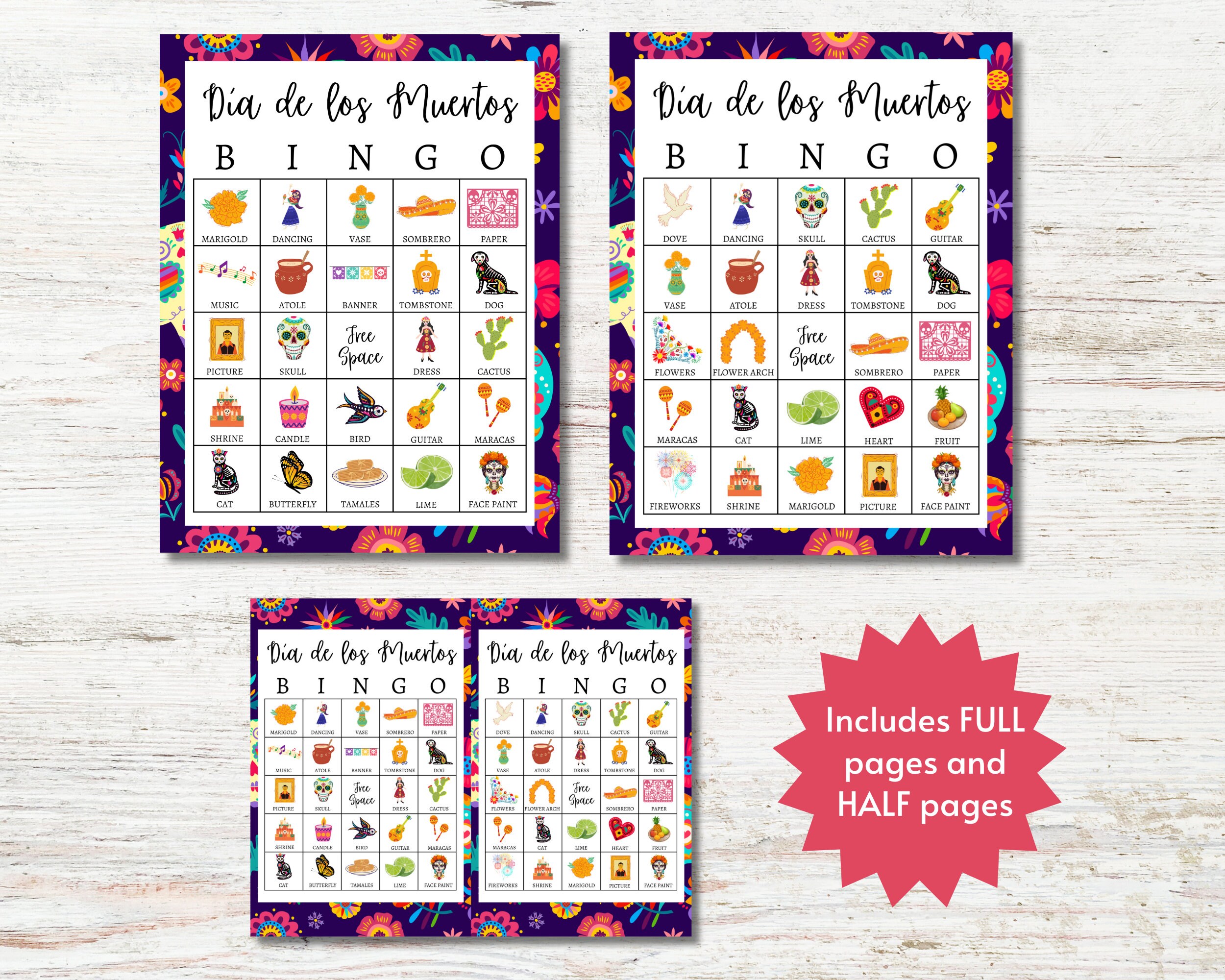 Día De Los Muertos Bingo Cards, Day of the Dead Party Game for Kids ...