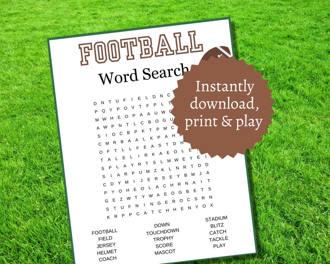 Football Word Search, Football Party Game, Printable Football Games - Etsy