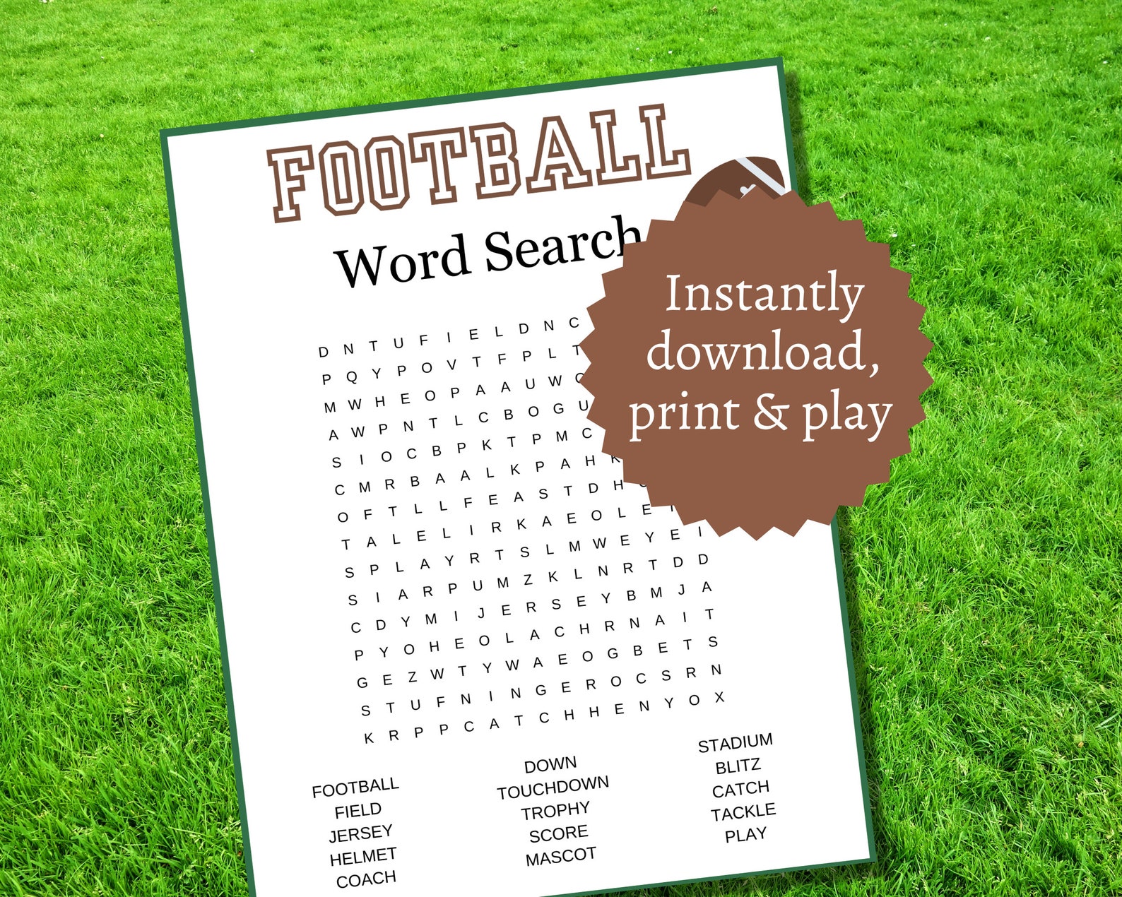 Football Word Search, Football Party Game, Printable Football Games - Etsy