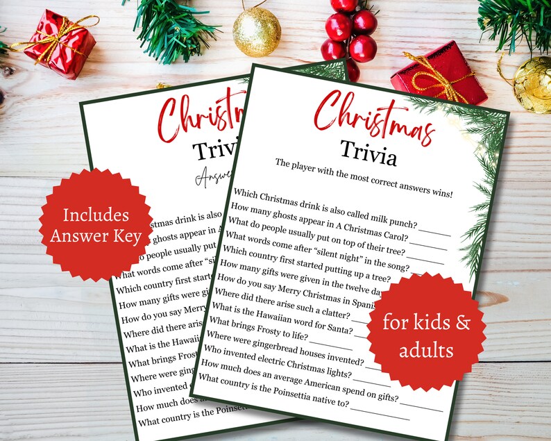 Christmas Trivia Game, Printable Christmas Trivia, Family Christmas ...