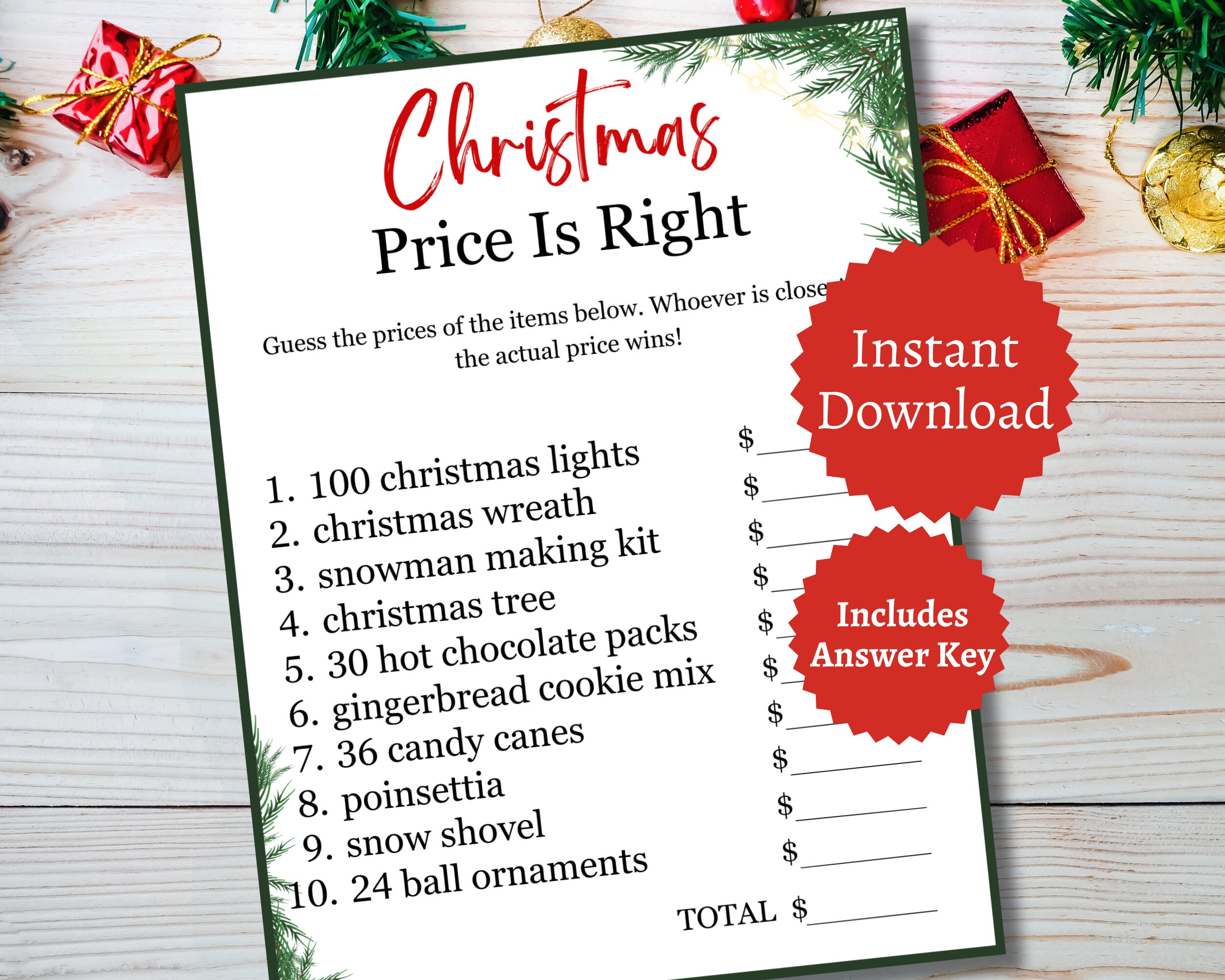 Christmas Price is Right Game, Printable Holiday Activity Page ...