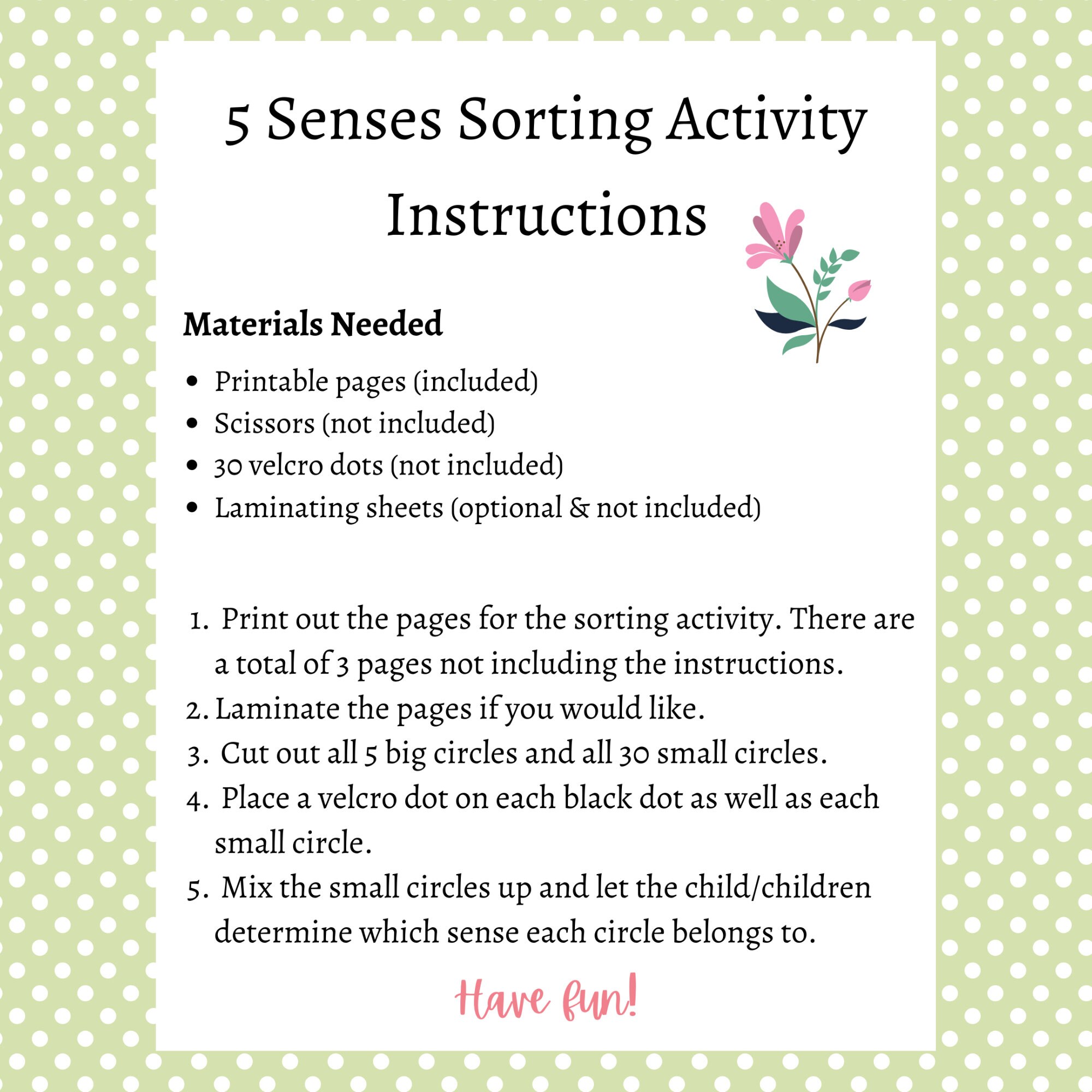 Five Senses Sorting Activity, Spring Activities for Kids, Spring ...