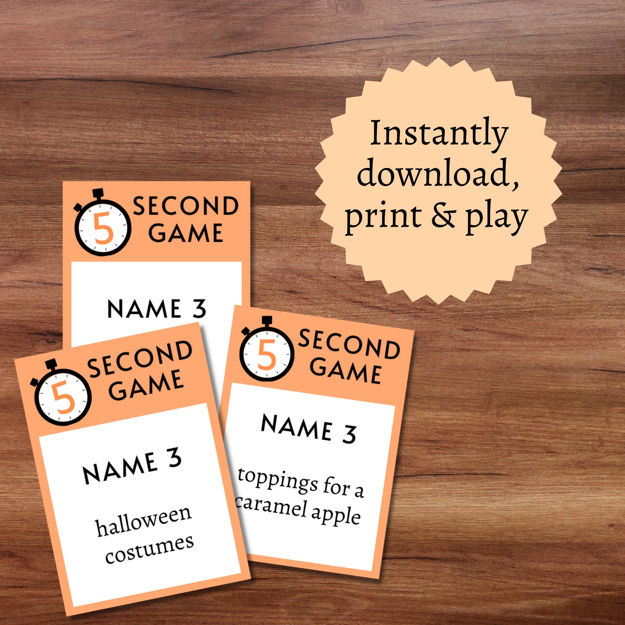 Halloween 5 Second Game, Printable Halloween Party Game for Teens and ...