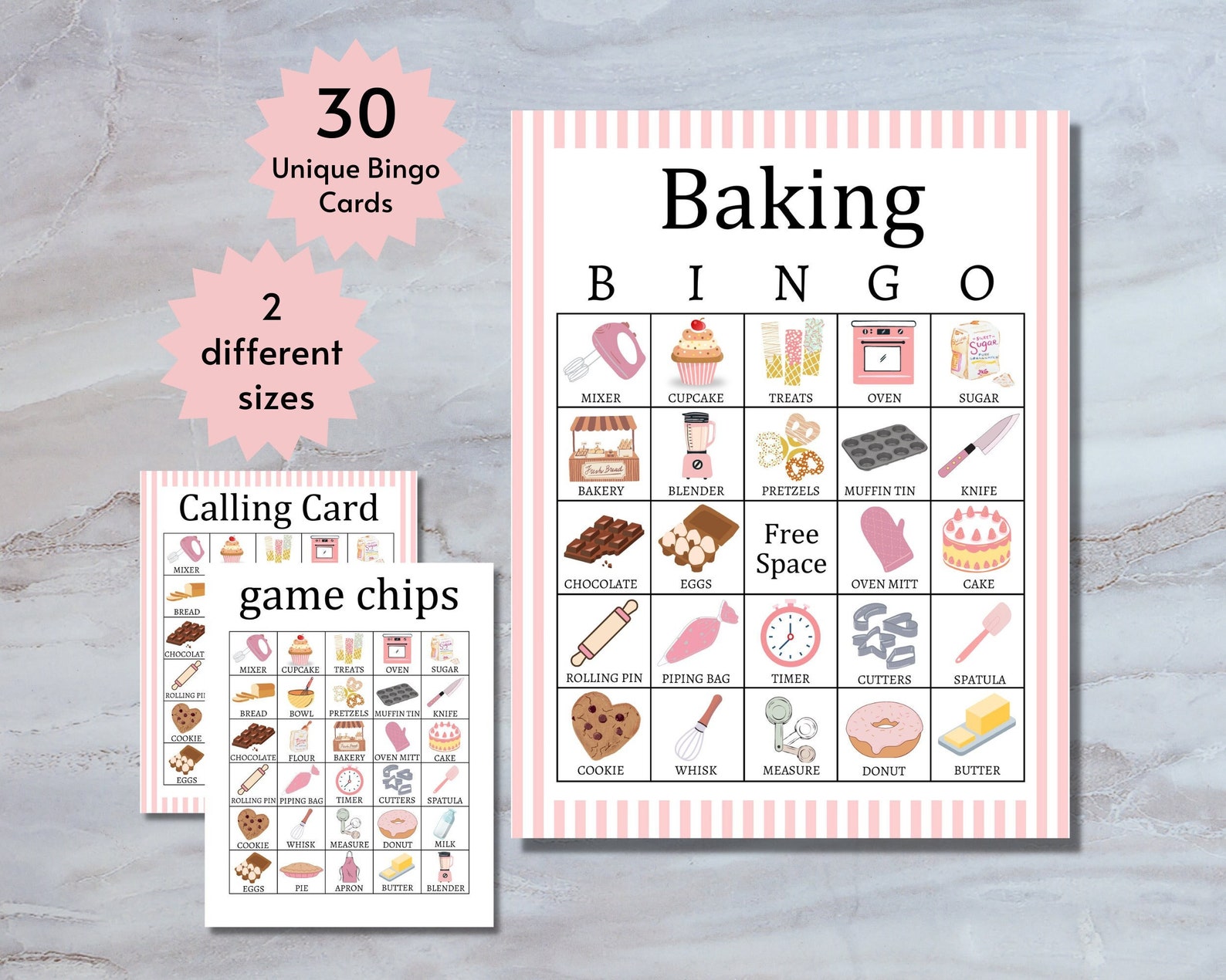 Baking Bingo Cards Bundle, Printable Baking Birthday Party Game for ...