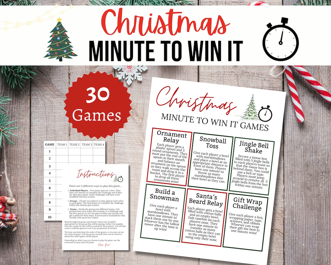 Christmas Minute to Win It Game, Printable Christmas Party Games ...